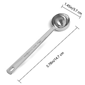 2-piece stainless steel coffee measuring spoon coffee scoop, coffee scoop 1 tablespoon, long handle coffee scoop suitable for coffee powder and coffee making (silver-2pcs-15ml)