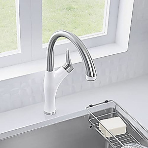 BLANCO, White 442036 ARTONA Color-Coordinated Pull-Down Dual Spray Kitchen Faucet, 1.5 GPM