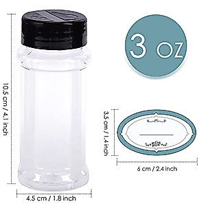 Qeirudu 14 Pack 3 oz Clear Plastic Spice Jars with Shaker Lids and Labels, Empty Spice Bottles Plastic Seasoning Containers for Storing Spice Herbs Powders Salt and Pepper