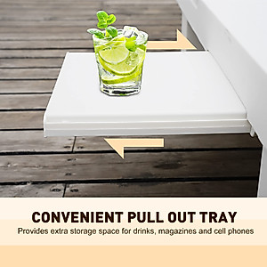 Vilobos White Patio Lounge Chairs Set of 3, Outdoor Chaise Lounge with Tray, Adjustable Backrest, Easy Assembly Waterproof Plastic Pool Chaise Lounge, Lightweight for Poolside, Beach, Patio,Yard