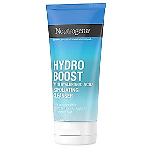 Neutrogena Hydro Boost Gentle Exfoliating Daily Facial Cleanser with Hyaluronic Acid, Face Wash Clinically Proven to Increase Skin's Hydration Level, Oil-Free & Non-Comedogenic, 5 oz