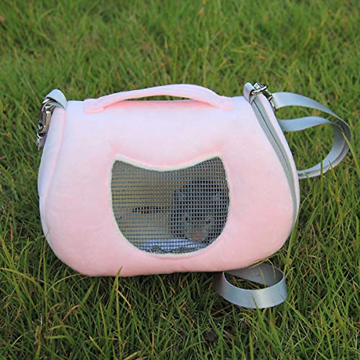 Wontee Hamster Carrier Bag Portable Outdoor Travel Handbag with Adjustable Single Shoulder Strap for Hamster Small Pets (Pink)