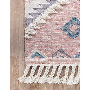 Unique Loom Mesa Collection Area Rug - Papago (8' x 11' Rectangle, Pink/ Cream)