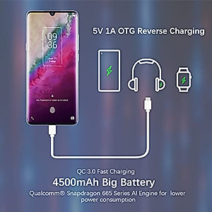 TCL 10 Plus Unlocked Smartphone, 6.47” Curved AMOLED FHD+ Display, Verizon Cellphone 6/64GB with 48MP Rear AI Quad-Camera, 4500mAh Fast Charging Battery, OTG Reverse Charging, Starlight Silver