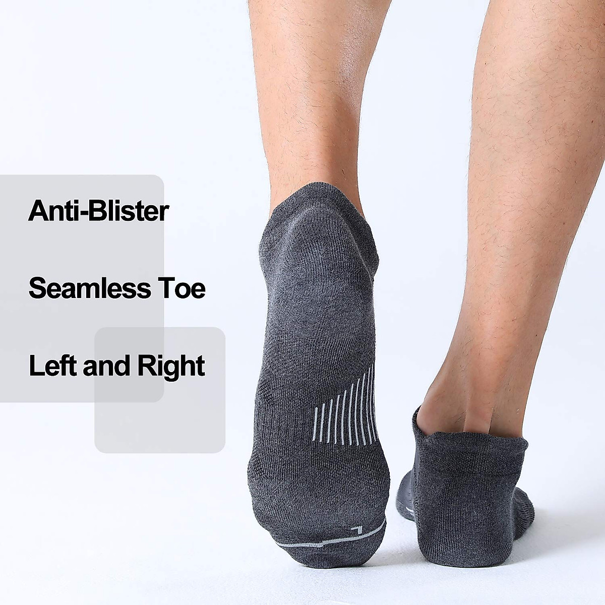 FITRELL 6 Pack Men's Ankle Running Socks Low Cut Cushioned Athletic Sports Socks, Shoe Size 12-15, Dark Gray+Gray