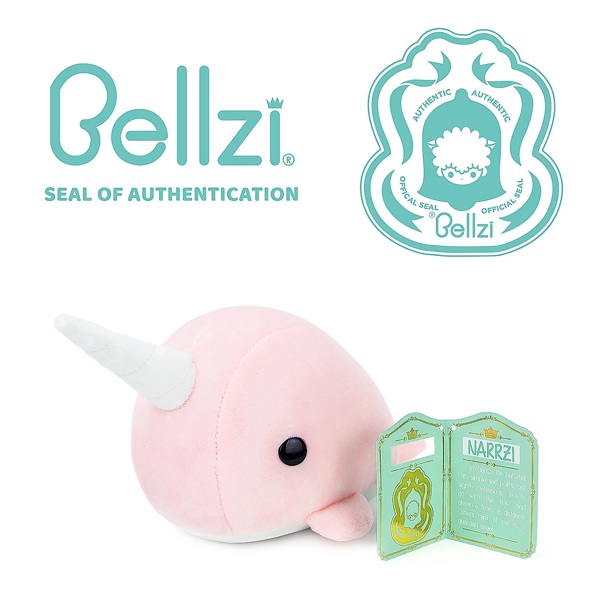 Bellzi Pink Narwhal Stuffed Animal Plushie - Soft Kawaii Plush Toy - Cute Plushies for All Ages - Narwhali
