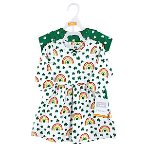 Hudson Baby Infant and Toddler Girl Hudson Baby Infant Girl Cotton Dresses, St Patricks Rainbow, 5 Toddler Casual Dress, St Patricks Rainbow, 4-5T US