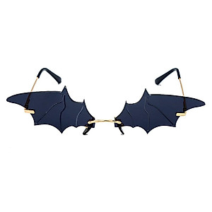 mincl fashion luxury brand men's bat sunglasses vintage frameless sunglasses women unique sunglasses UV400 (black)