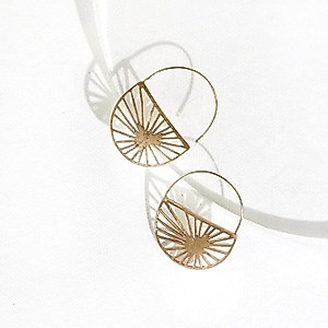INK+ALLOY Women's Maggie Gold Plated Recycled Italian Brass Hoop Earrings, Handmade Jewelry for the Modern Bohemian (Brass Sunburst Hoops)