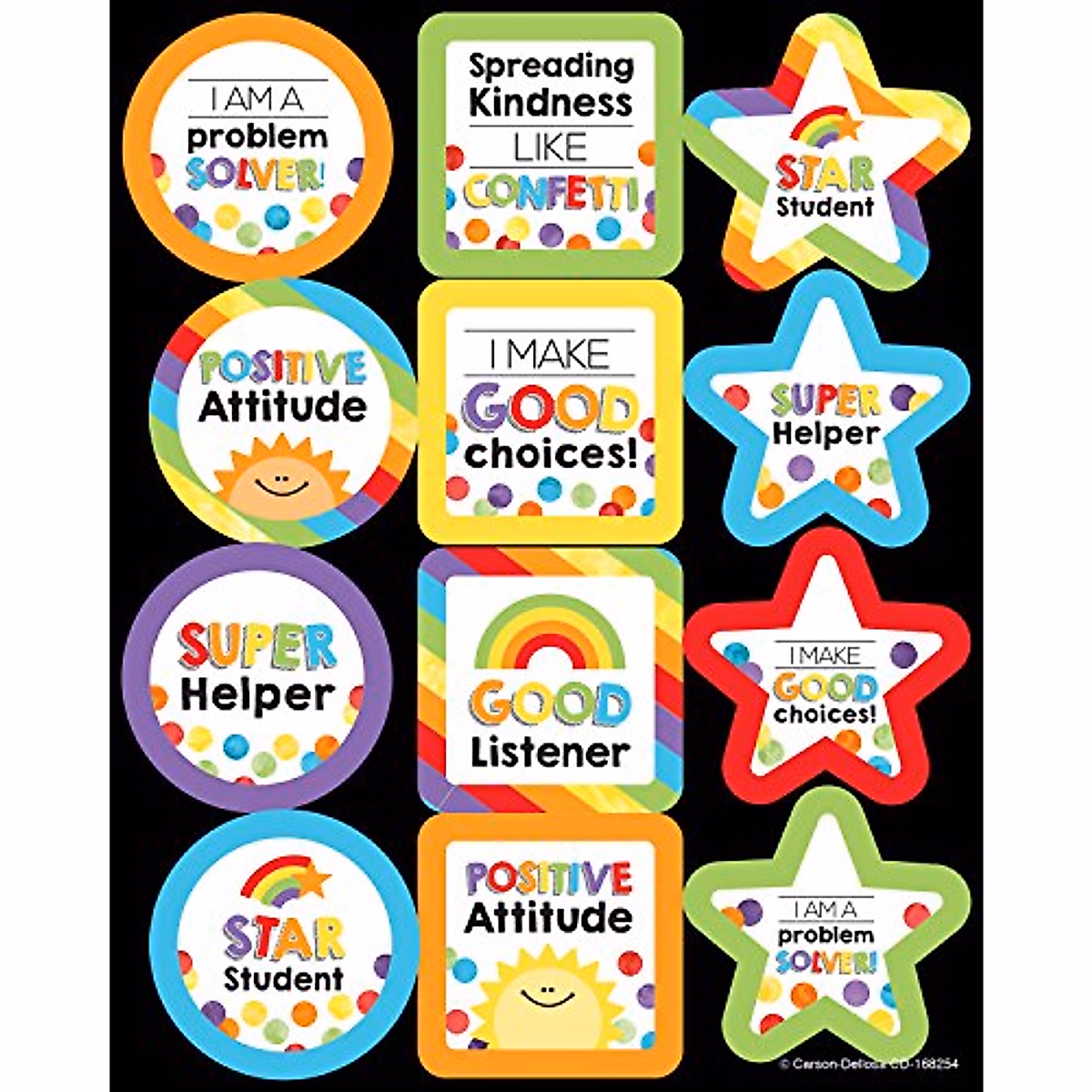 Carson Dellosa Celebrate Learning Motivational Sticker Pack, 72 Colorful, Inspirational Stickers for School Supplies, Reward Stickers, and Incentive Chart, Positive Affirmation Stickers (6 Sheets)