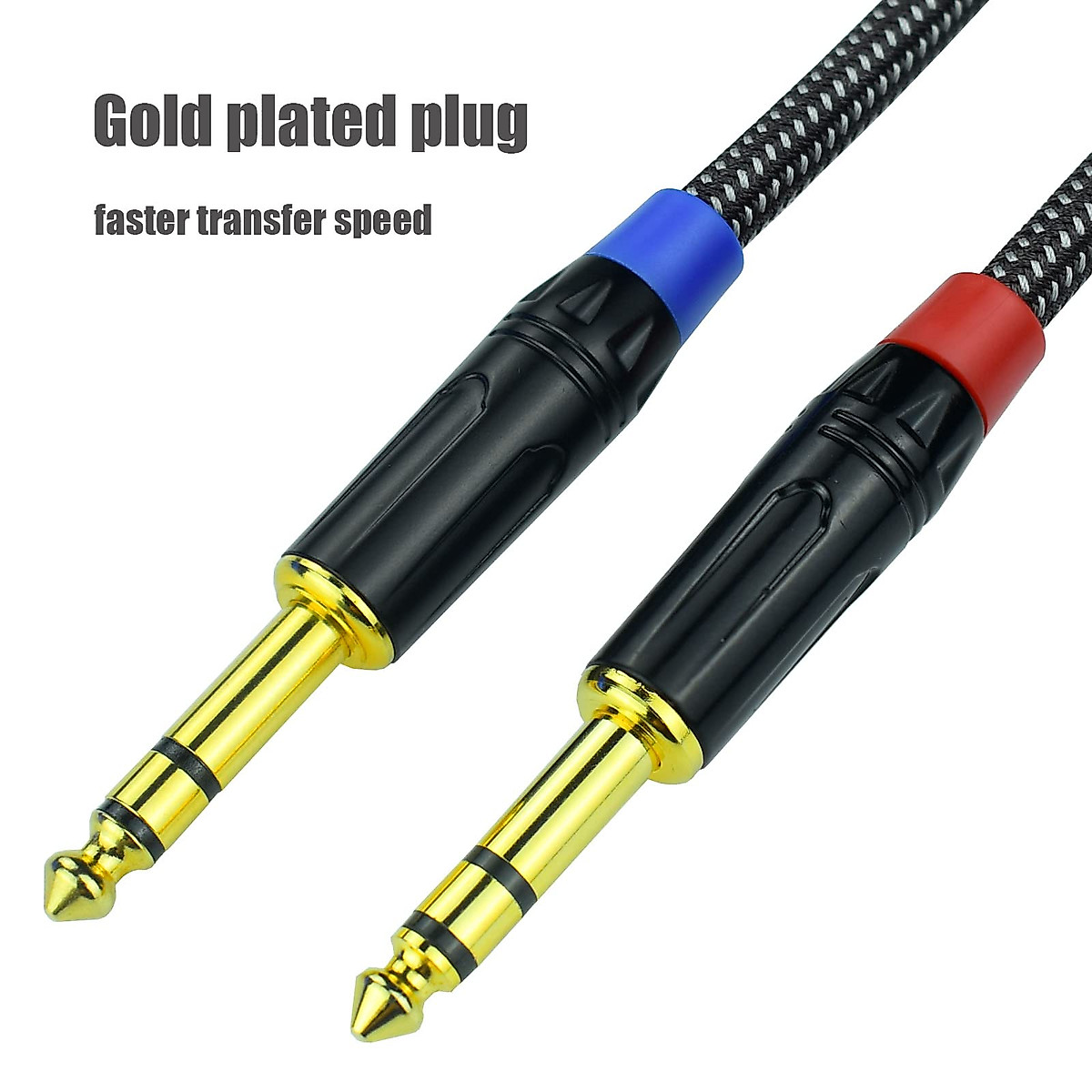 Ihurllu Balanced 1/4" TRS to XLR Female Microphone Cable, 6.6Feet 6.35mm Quarter Inch to 3pin XLR Female Stereo Interconnect Cable, Heavy Duty Nylon Braided, Gold Plated, for Mixer, Speaker -2Pack
