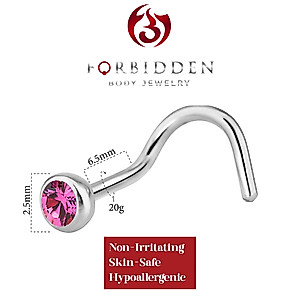 Forbidden Body Jewelry 20g Surgical Steel Press Fit Dark Pink 2.5mm CZ Crystal Nose Screw