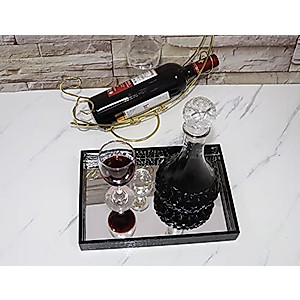 MCBZ Coffee Table Decorative Mirror Tray, Dresser Perfume Cosmetics Storage Tray, Bathroom Toiletries Storage, Jewelry Tray (Silver)