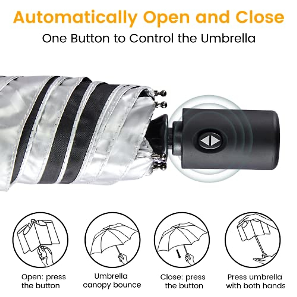 G4Free Small Mini UV Protection Travel Umbrella, Ultra Lightweight Auto Open Close Compact Sun Blocking Umbrella for Women (Blue/Silver)