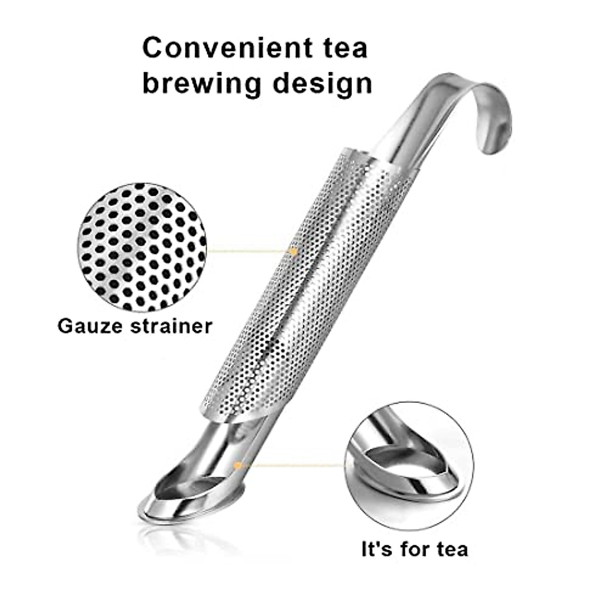 4 Pack Tea Infusers Tea Filter and 2 Brush, Stainless Steel Tea Infuser Stick Pipe Tfor Loose Tea Leaf Coffee, Seasonings and Spices，Fine Mesh Ball for Loose Tea Leaf Pincer Tea Ball Tea Filter