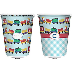 RNK Shops Personalized Trains Waste Basket - Double Sided (Black)
