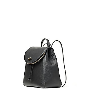 KATE SPADE LEILA MEDIUM FLAP BACKPACK TOTE BAG BLACK SOFT LEATHER