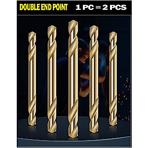 HSS Cobalt Drill Bit Double End 1/8 in. Stubby Body Drill Steel Metal Iron-10Pcs