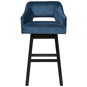 Signature Design by Ashley Tallenger 31" Upholstered Swivel Bar/Pub Height Bar Stool, 2 Count, Blue & Dark Brown