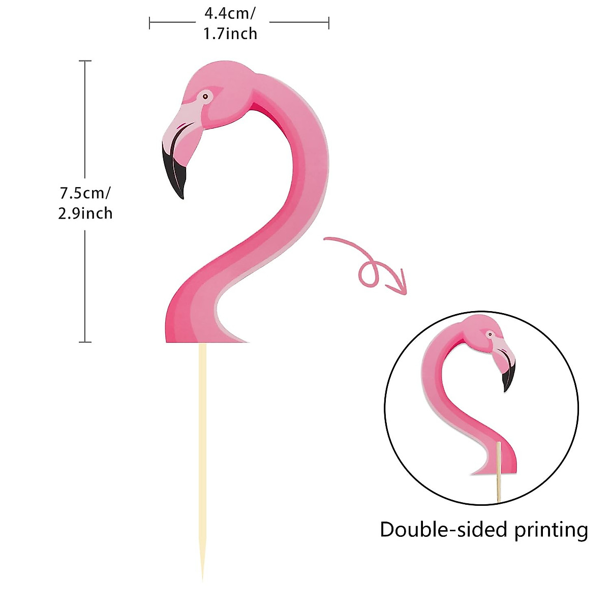 24Pcs Flamingo Cupcake Toppers, Tropical Cupcake Toppers Aloha Cake Decorations for Luau Hawaiian Theme Baby Shower Flamingo Birthday Party Supplies(Flamingo)