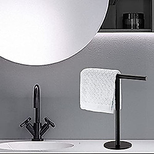 Hand Towel Holder Stand for Bathroom Vanity Countertop Matte Black T-Shape Towel Bar Rack Stand Towel Bar for Bathroom Kitchen