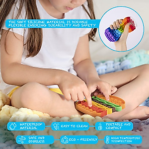 Pop Its Fidget Toys Pack 4 - Stress Relief Food Pop Its Poppers Fidget Poppet Toy - Autism Learning French Fry Pizza Hamburger Popits Push Pop Bubble Popping Sensory Toy for Kids