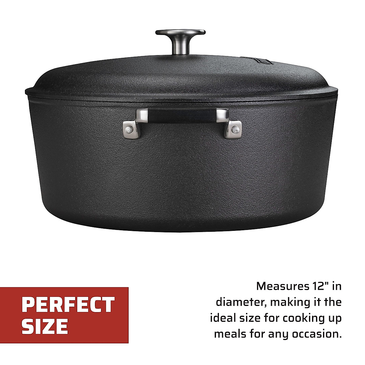 Camp Chef Heritage Cast Iron Dutch Oven 12 - Dutch Oven Pot with Lid for Indoor & Outdoor Cooking - 12" Dutch Oven - 7 Quarts