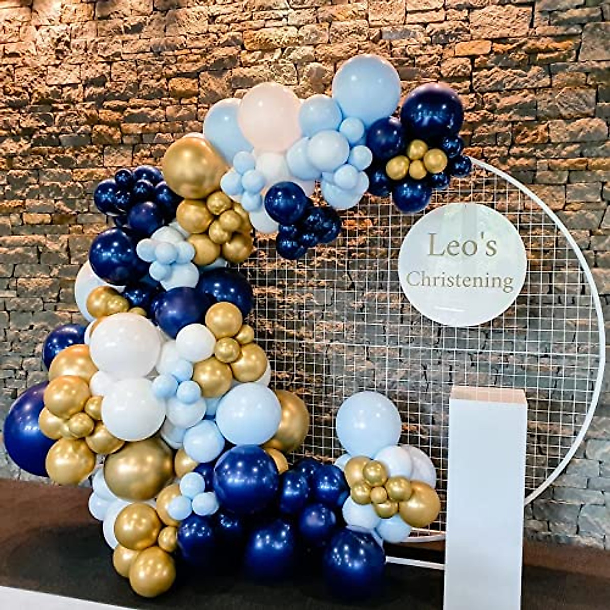 Navy Blue Gold Balloon Garland Arch Kit, 109Pcs Royal Blue Light Baby Blue and Metallic Gold Balloons with Crown Foil Balloon for Graduation Rams Birthday Baby&Bridal Shower Gender Reveal Wedding Bachelorette Anniversary Party Background Decorations