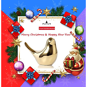 FANTESTICRYAN Small Birds Statues Gold Home Decor Modern Style Figurine Decorative Ornaments for Living Room, Bedroom, Office Desktop, Cabinets