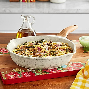 Pioneer. Woman Prairie Signature Cast Aluminum 10-Inch Fry Pan, Linen Speckle