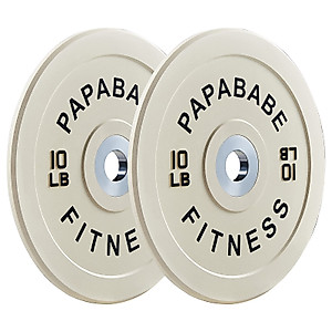 PAPABABE Bumper Plate 2-inch, Color Coded Olympic Bumper Plate with Steel Hub, Bumper Weights Set with High Density Rubber(10LB Pair)