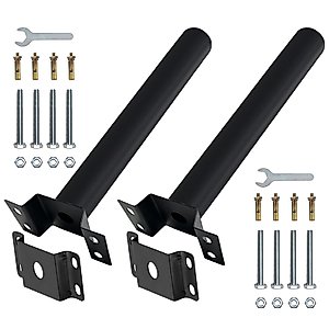 Light Pole Mount, Solar Lighting Mounting Bracket Extension Pole Kit, Wall Mounted Arm for Street Light, Barn Lamp, Post Tree （2 Pack Black）