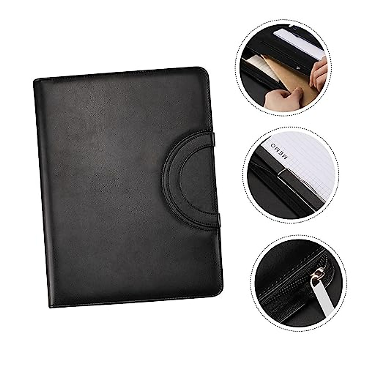 Ciieeo Multifunction Folder Zipper Portfolio Document Storage Pouch Tote Insert Organizer Document Organizer Bags Leather Certificate Bag Zip Binder Canvas Travel Business Book Portable