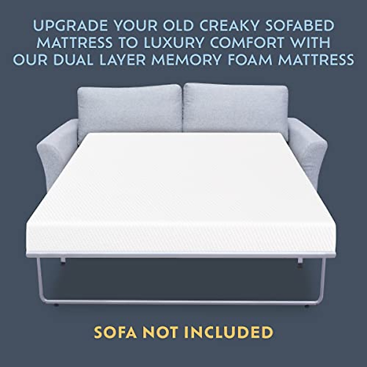Heyward Premium Memory Foam Sofa Bed Replacement Mattress for Full Size Sleeper | 4.5” Inch | CertiPUR-US Certified | Washable Material w/Non-Slip Base | 73”L x 52”W x 4.5”H