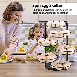 Egg Holder Countertop Egg Spin Dispenser Rack Fresh Egg Storage Stable Base Egg Skelter Egg Dispenser Rack Egg Baskets for Fresh Eggs with 6 Layer Egg Basket (Black)