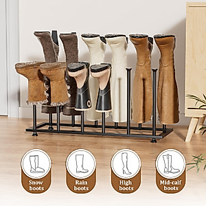 pickpiff Freestanding Boot Rack Organizer Tall Boots - Black Metal Boot Rack for Dorm Room, Closet, Entryway, Bedroom, Patio Outdoor, Hallway, Black, Shoe Storage Fit for 6 Pairs