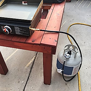 SHINESTAR 5FT Propane Adapter Hose with Regulator for Blackstone 17 & 22 Inch Flat Top Griddle, Propane Elbow Adapter Included, Connect to Large Propane Tank