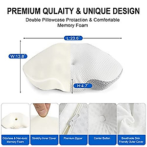 Femont Cervical Memory Foam Pillow,Contour Pillow for Pain Relief Sleeping,Neck Support Sleeping Bed Pillow for Side Back Stomach Sleepers,Breathable Washable Cover,Giftable