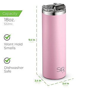 SIPX™ Triple-Insulated Tumblers - 18 Oz. Slim Modern Tumbler With Lid, insulated Cup Keeps Hot For 12 Hours, Stainless Steel Tumbler Made Of Sustainable Material, Coffee Travel Mug (Pink)
