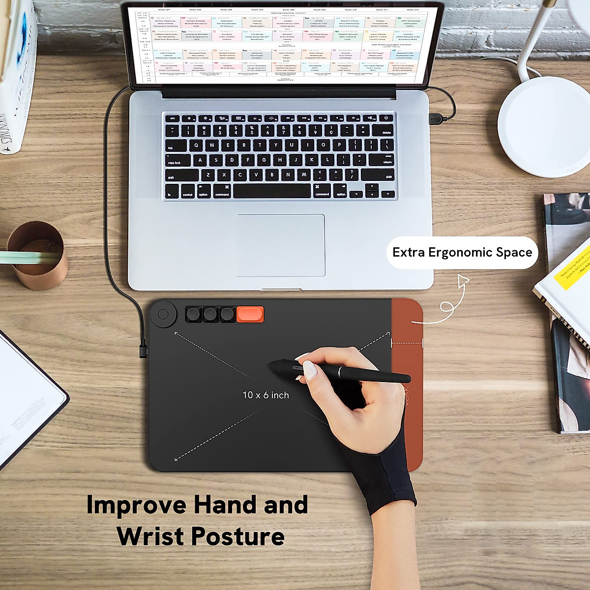 VEIKK Voila L Drawing Tablet 10x6 Inch Graphics Tablet with 4 Customized Keyboard Keys+ P05 Digital Pen