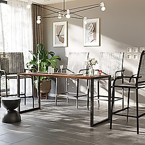 Sundale Outdoor Bar Stools Set of 2, 2 Piece Metal Bar Stool, Patio Textilene Bar Height Chairs with Arms, High Top Patio Bar Chairs, Outdoor Furniture Bar Stools - Gray