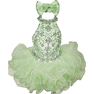 Junguan New Born Baby Girls Short Halter Cupcake Pageant Dresses Princess Birthday Party Tutu Ball Gowns 3 US Mint Green