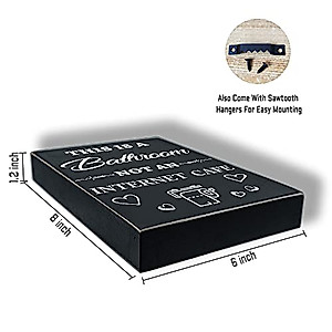 Maoerzai Funny Farmhouse Bathroom Decor Sign, Classic Wooden Box Sign Toilet Wall Decor, Modern Farmhouse Guest Restroom Decor Sign Wall Art Plaque. (6 X 8 X 1.2 inch, Black - Bathroom-4)