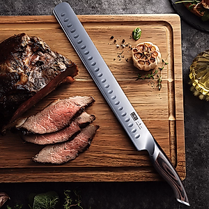 HOSHANHO Carving Knife 12 Inch, Japanese AUS-10 Slicing Knife with Ergonomic Pakkawood Handle, Razor Sharp Brisket Knife for Meat Cutting, BBQ, Turkey