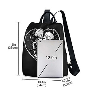 ALAZA Skeleton Skull Love Heart Backpack Purse for Women Travel Casual Daypack College Bookbag Work Business Ladies Shoulder Bag