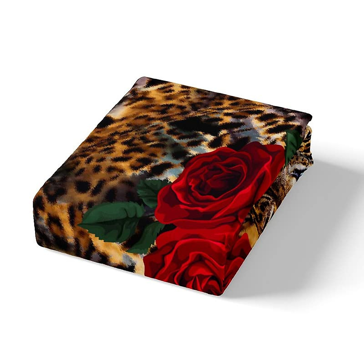 Feelyou Leopard Bedding Set for Girls Boys Kids Rose Cheetah Print Comforter Cover Set Room Decorative Leopard Pattern Duvet Cover Safari Yellow Red Bedspread Cover Room Decor Quilt Cover Queen Size