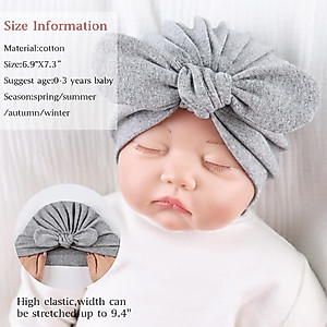 Baby Girl Turban Newborn Beanie Hat 5 Pieces Cotton Infant Girls Headwraps Toddler Kids Hats 0-3 Years (5Pcs-Bowknot-C)