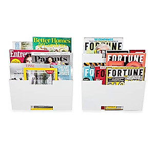 Wallniture Lisbon 13" Wall File Holder Organizer for Office Organization and Storage, 6-Tier Magazine Holder Metal White