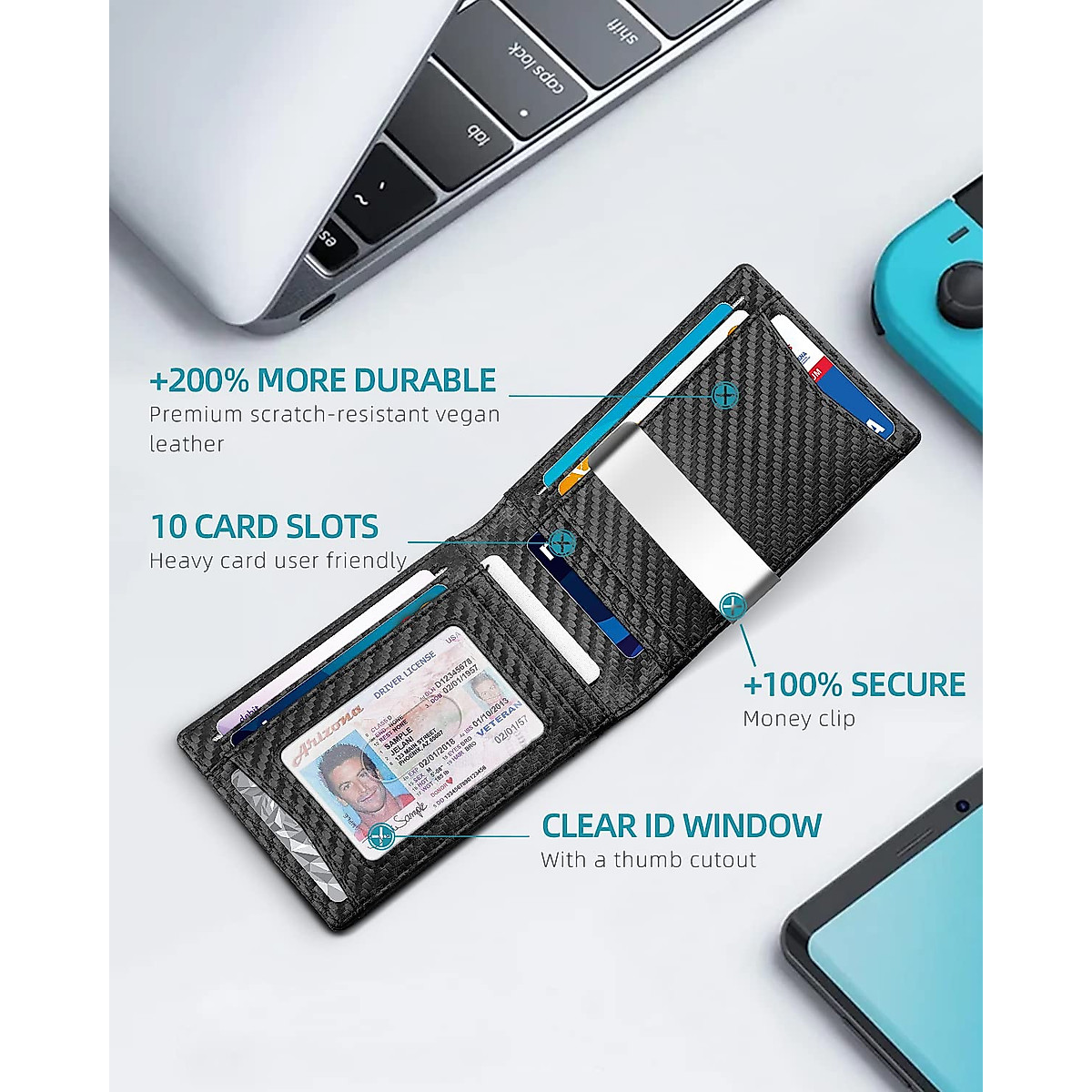 Zitahli Airtag-Wallet-Mens-Slim-RFID Blocking Wallet Leather with Money Clip Air Tag Wallet Card Holder Bifold Gifts for Men