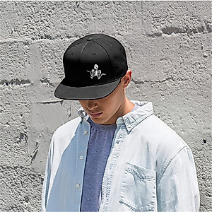 Tijeyi Snap Backpack Hat for Men Skull Hat Snapback Hats Flat Bill Baseball Cap Adjustable Skeleton Hand Black Snap Back Hat Boys Teen